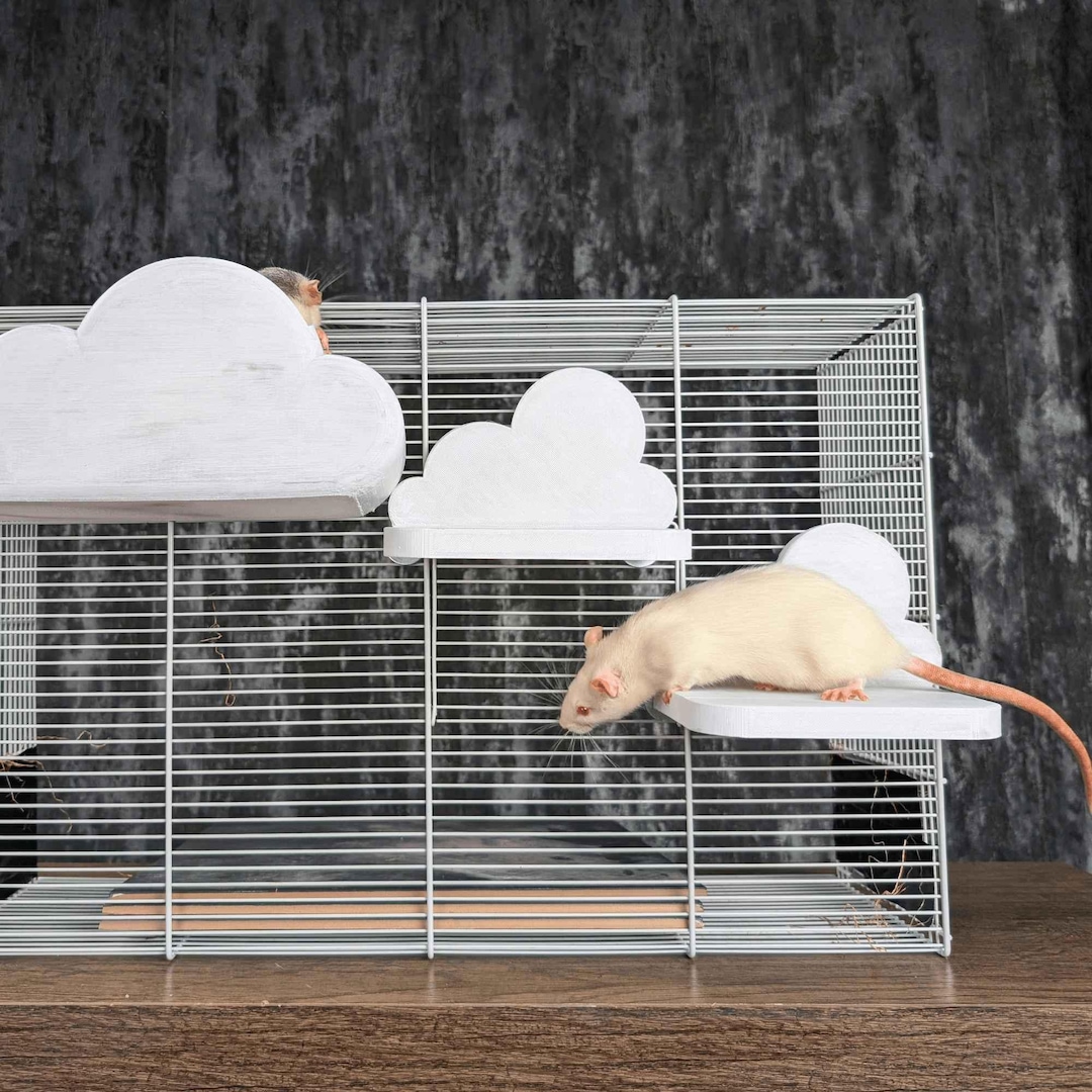 Cloud Rat Shelves and Hideaway | Handmade Small Animal Cage Furniture ...