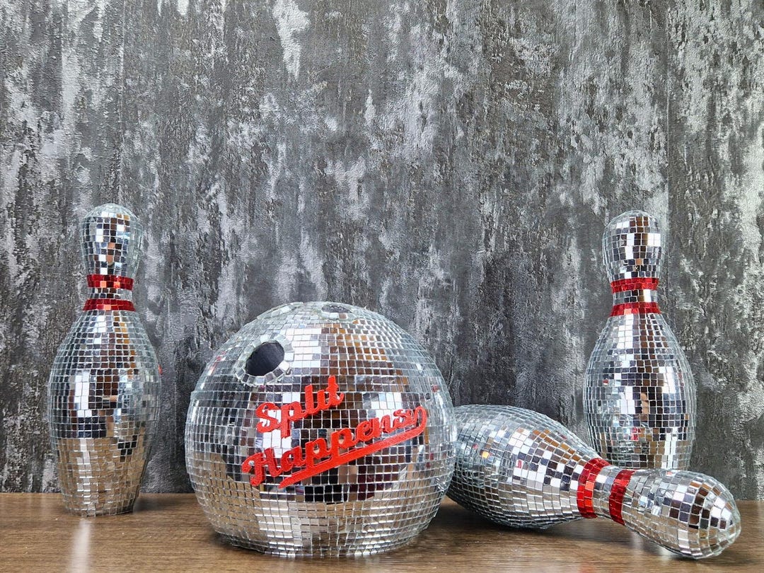 70s Disco Bowling Set Custom Ball and Pins, Ideal Trophy & Retro ...