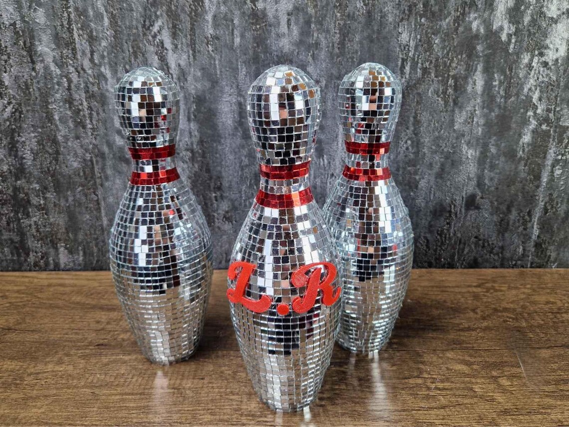 70s Disco Bowling Set Custom Ball and Pins, Ideal Trophy & Retro ...