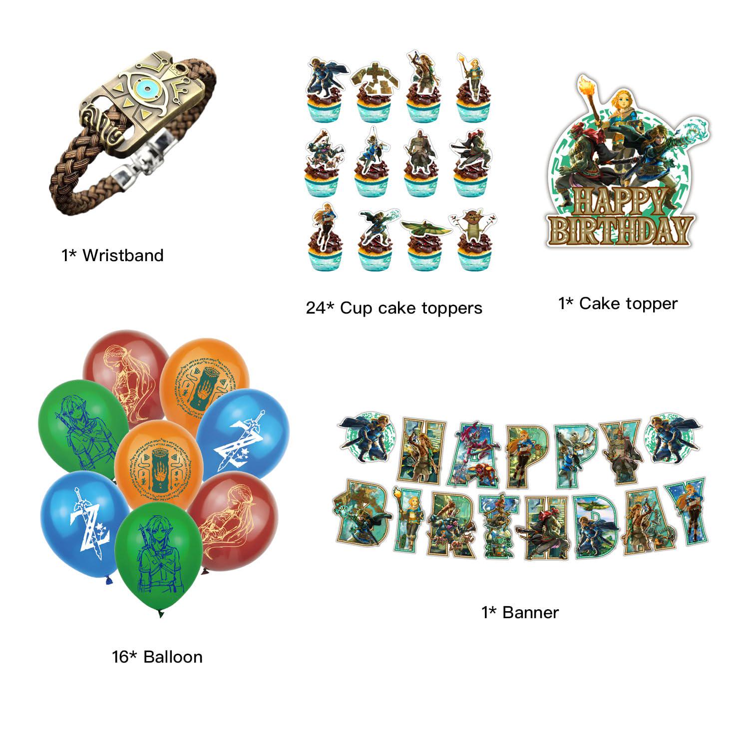 Zelda Birthday Party Supplies. Cake Topper, Banner. Balloons for Fans ...