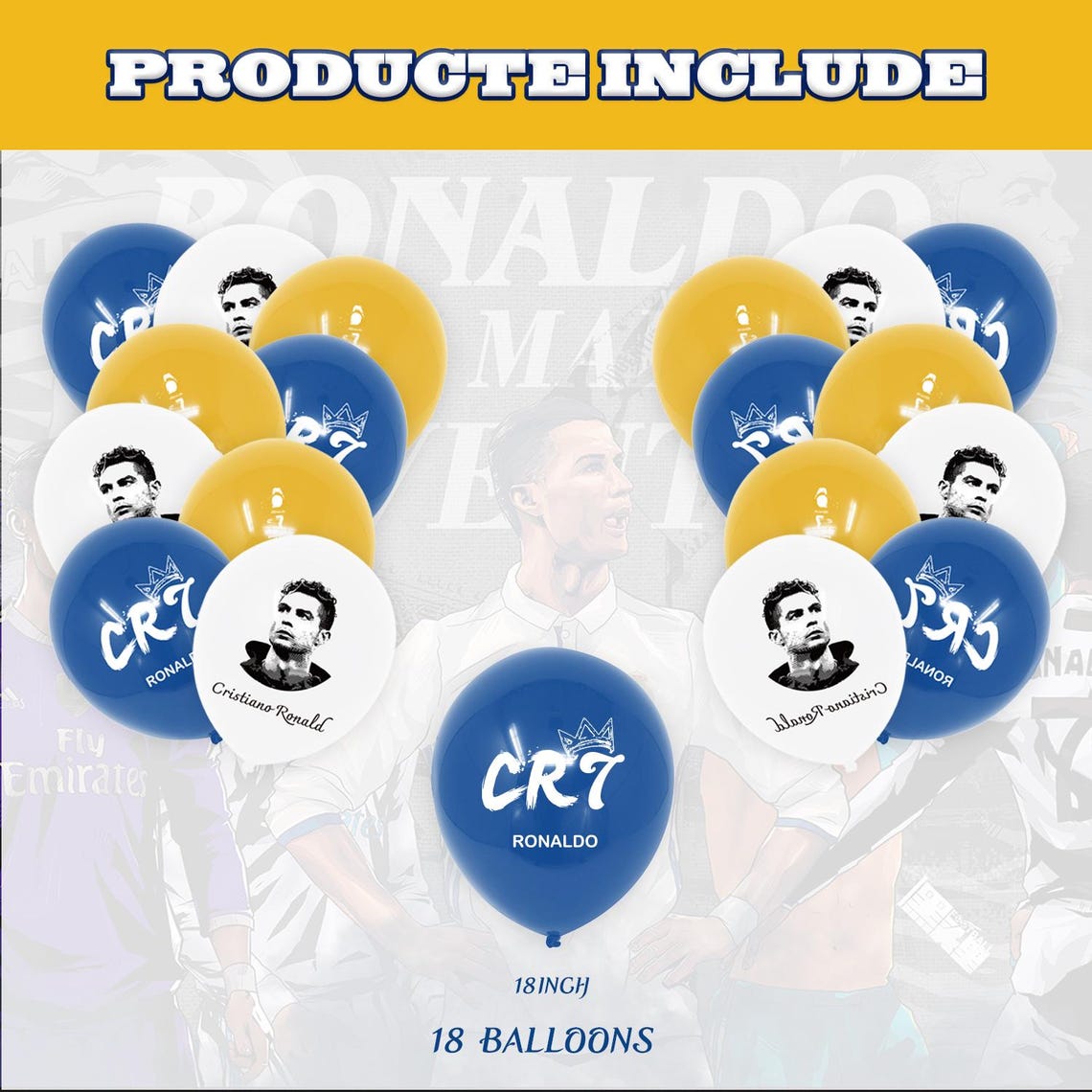 Real Madrid Cristiano Ronaldo Birhthday Party Supplies. Cake Topper ...