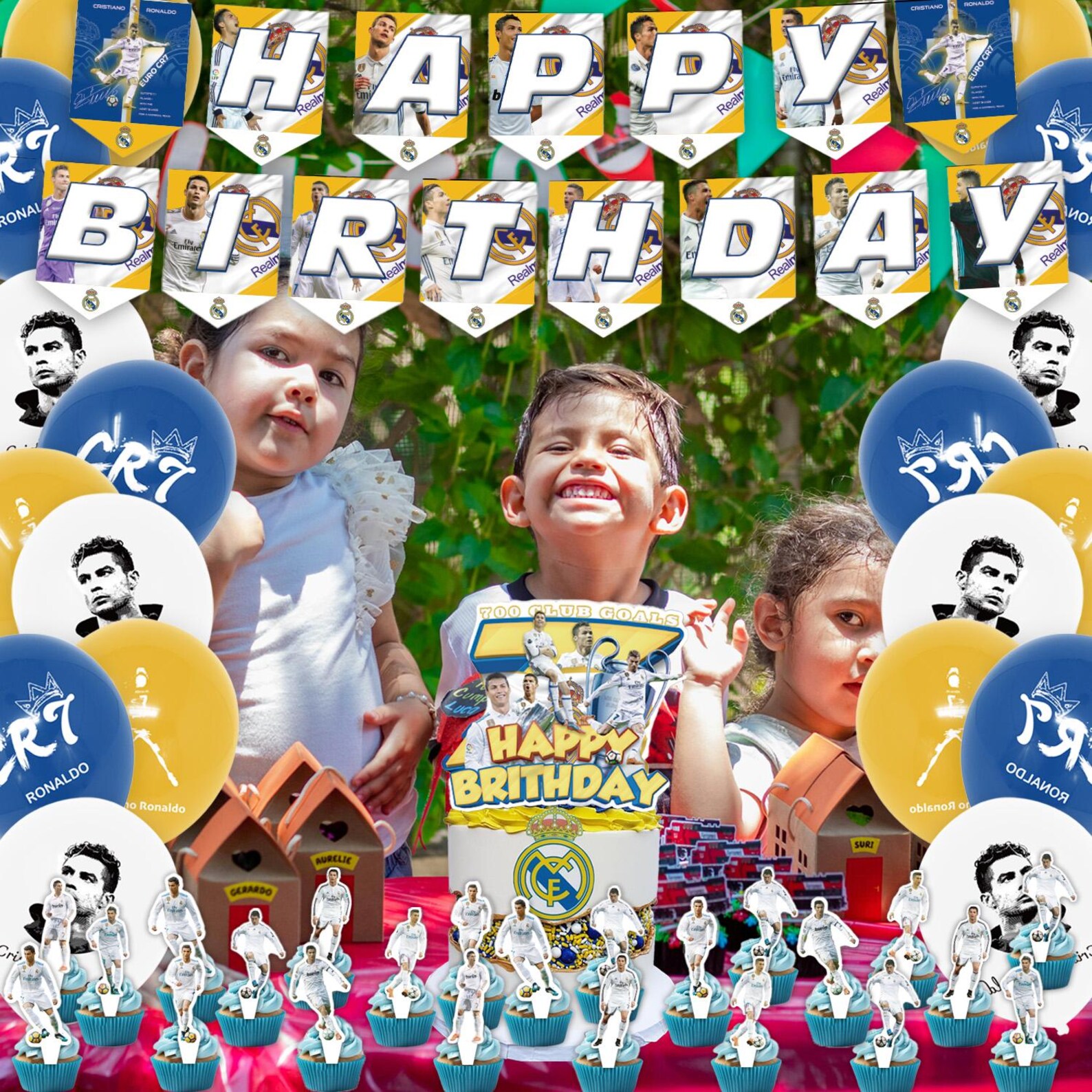 Real Madrid Cristiano Ronaldo Birhthday Party Supplies. Cake Topper ...