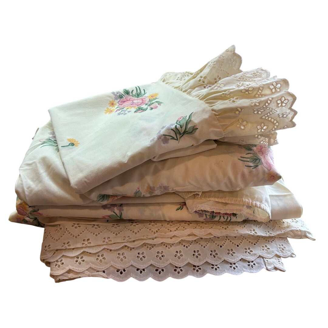 Vintage St Mary's Combed Percale Complete Bed Linen Set - King - FLORAL ...