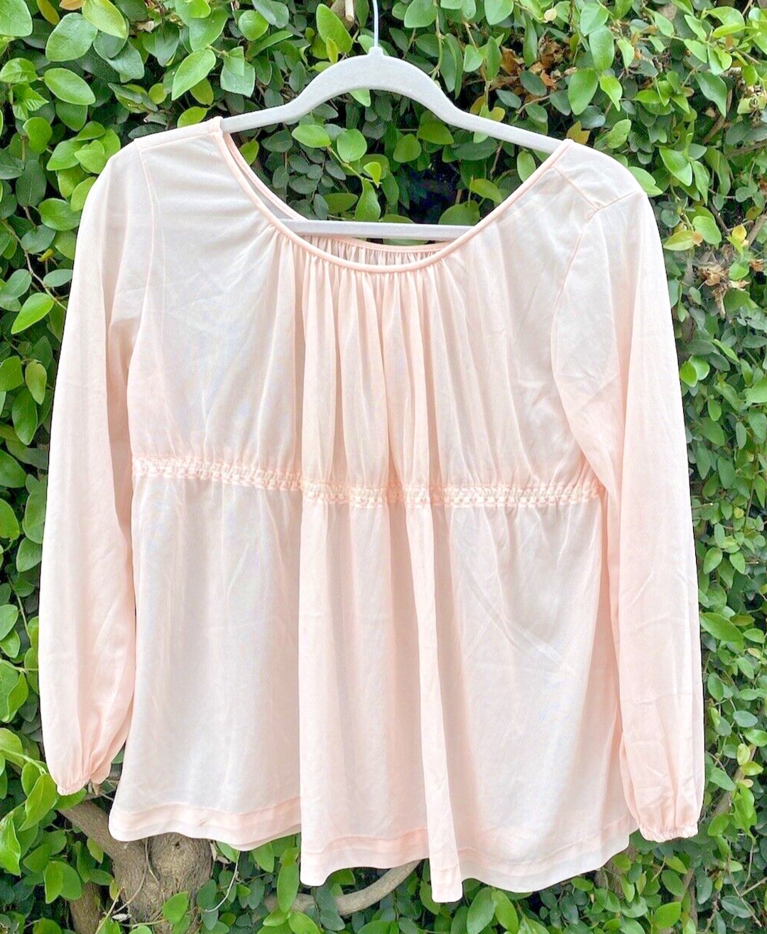 Vintage 1960s SIREN Lingerie Sheer Pink Babydoll Sleep Top Long Sleeve ...