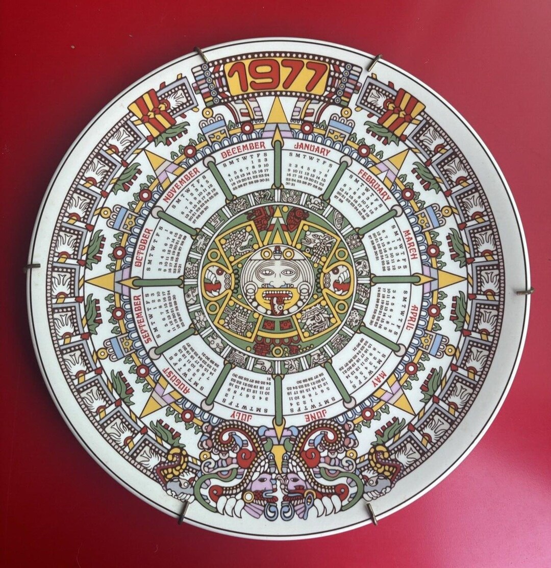 Vintage Wedgwood Calendar Plate Seventh Series TONATIUH Aztec Sun God ...