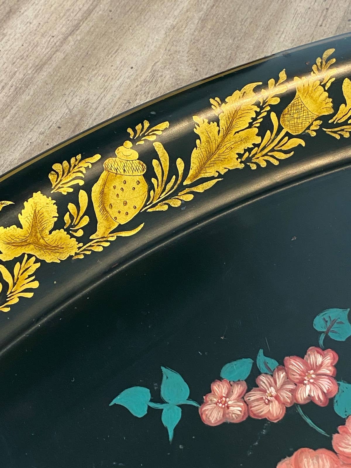 Antique Large Toleware Platter Centerpiece Goldleaf Design 24 X 20" - Etsy