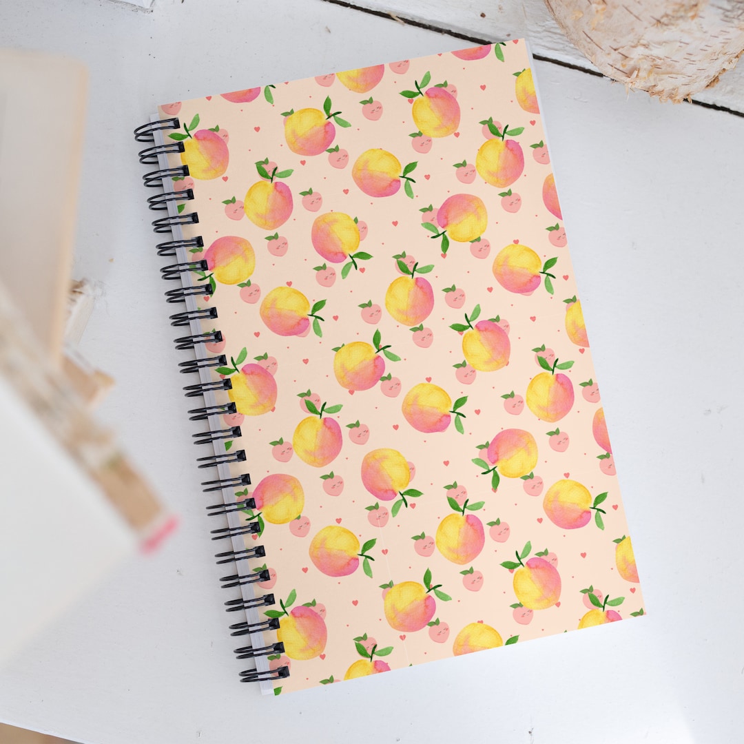 Peaches Spiral Notebook, Sweet Peach Notebook, Cute Peaches Diary ...