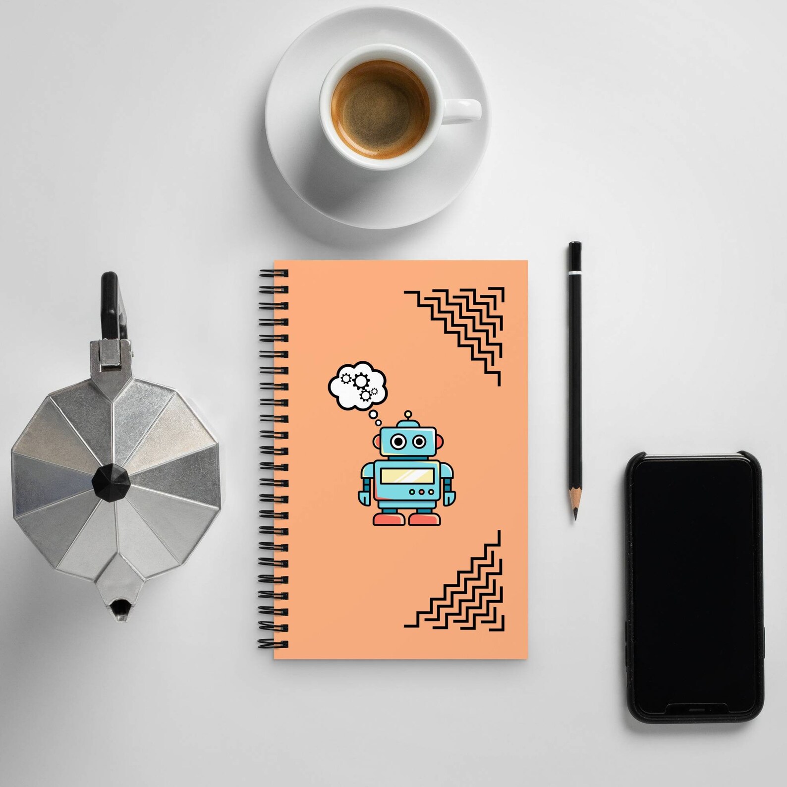 Cute Robot Spiral Notebook, Robot Theme Gift, Robot Journal, Robot ...