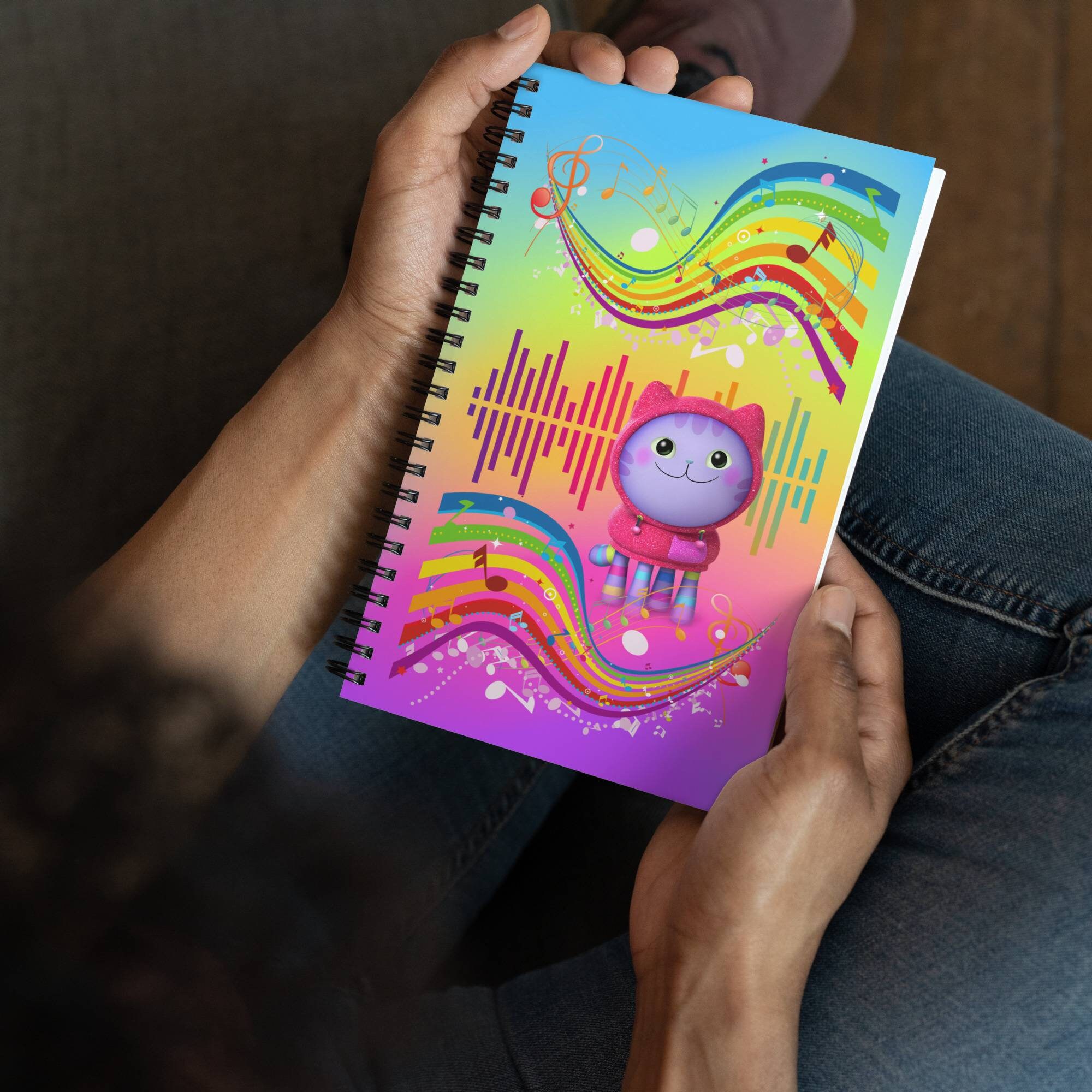 Gabby's Dollhouse Notebook, DJ Catnip Rainbow Spiral, DJ Catnip Present ...