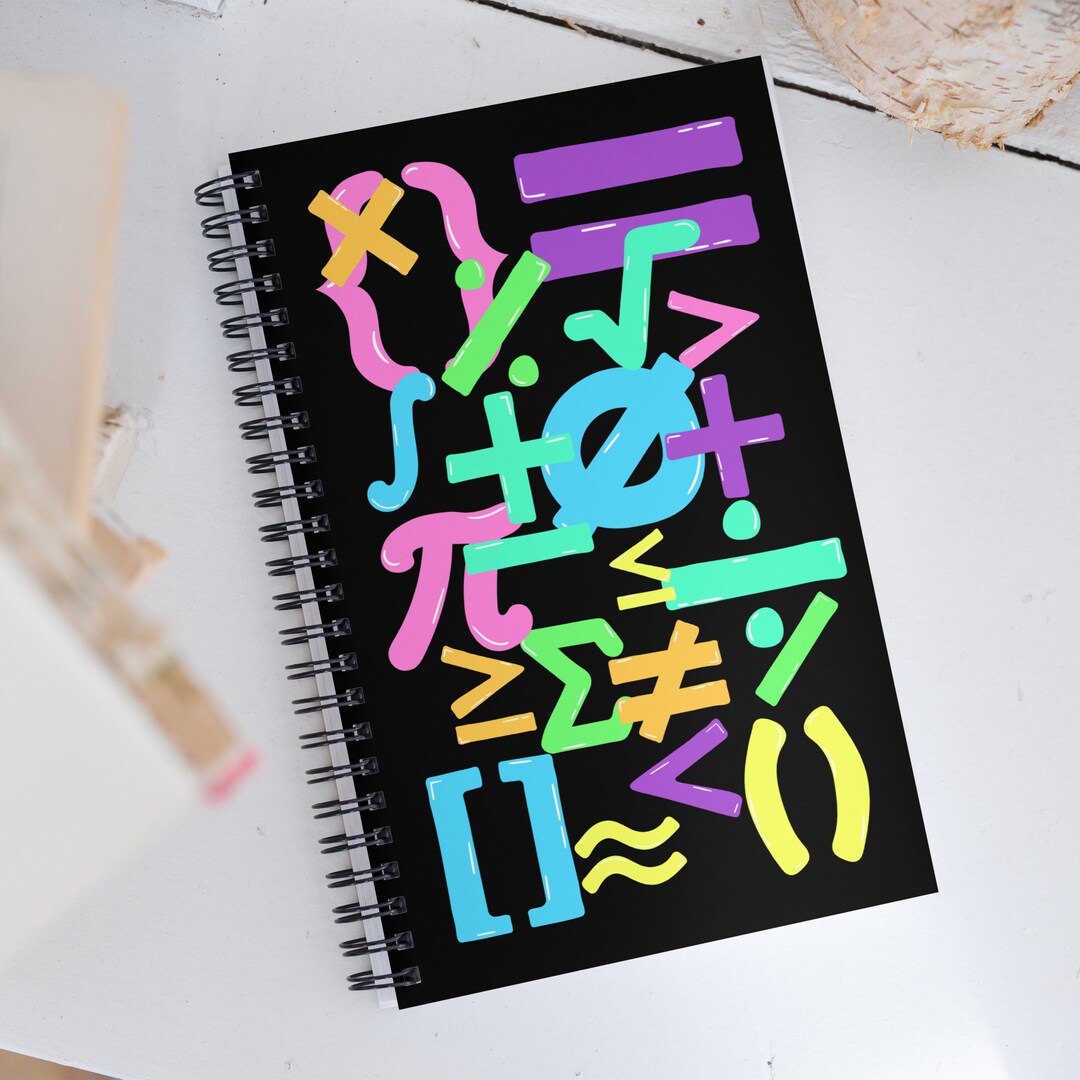 STEM Neon Spiral Notebook, Math Journal Diary, Math Symbols Gift, STEM ...