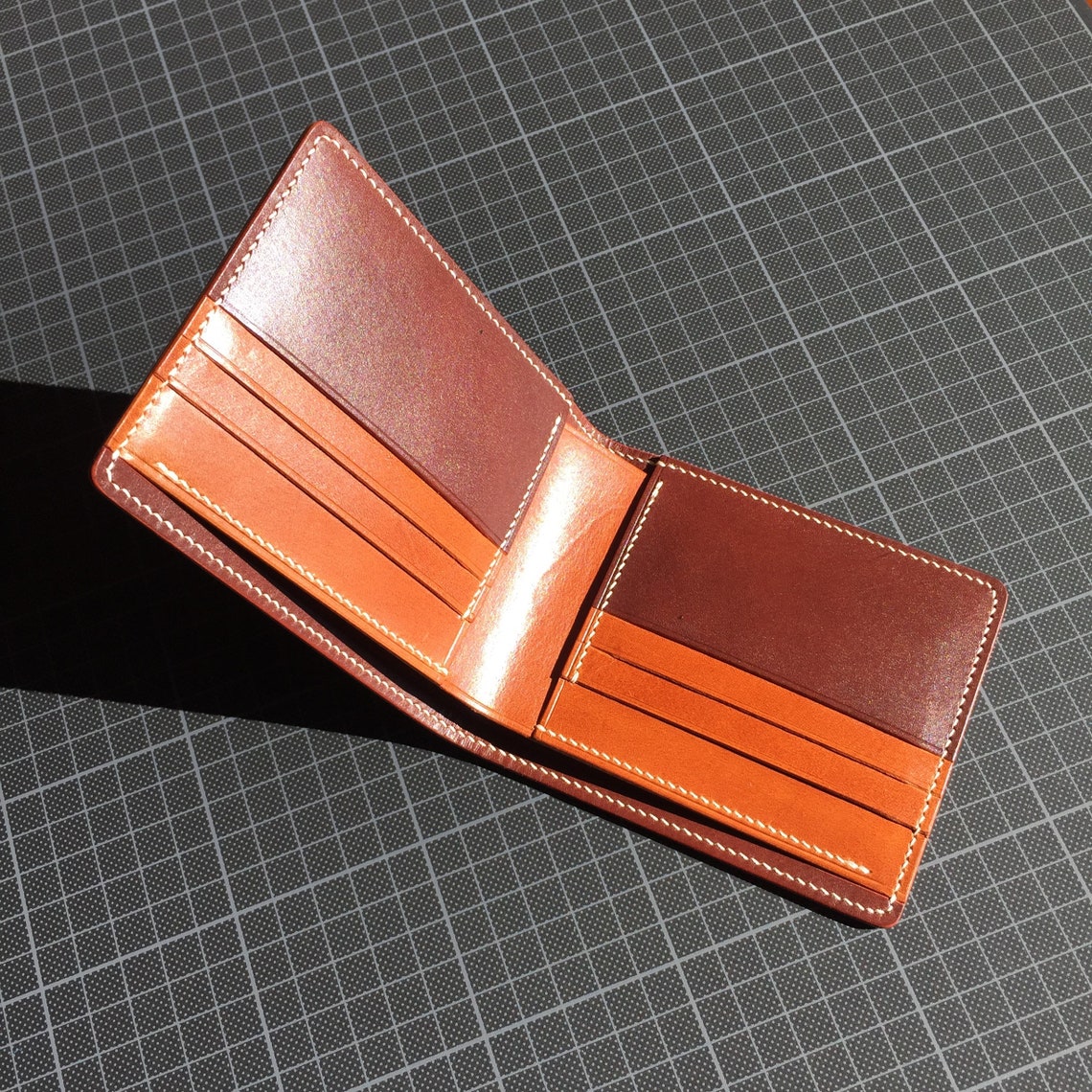 Handmade Leather Wallet: Chestnut & Cognac, Vegetable-tanned - Etsy