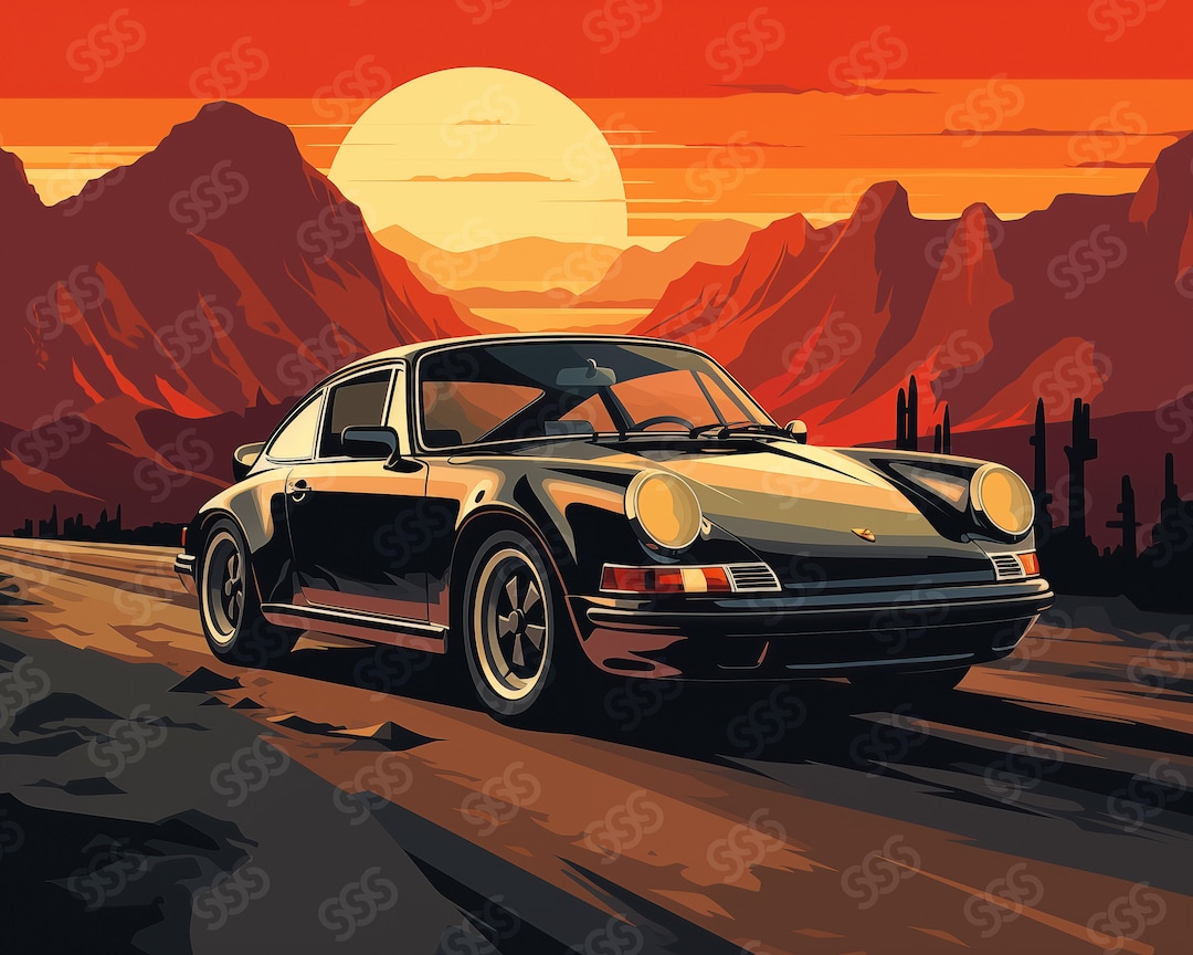 Vintage Porsche 911 Desert Art 1980s Retro Car Wallpaper Premium ...