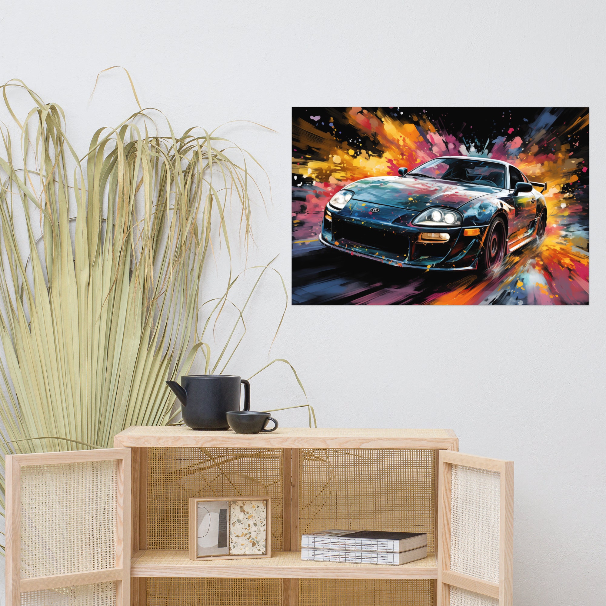 Toyota Supra MK4 Retro Action Movie Style Wall Art Vibrant Unframed ...