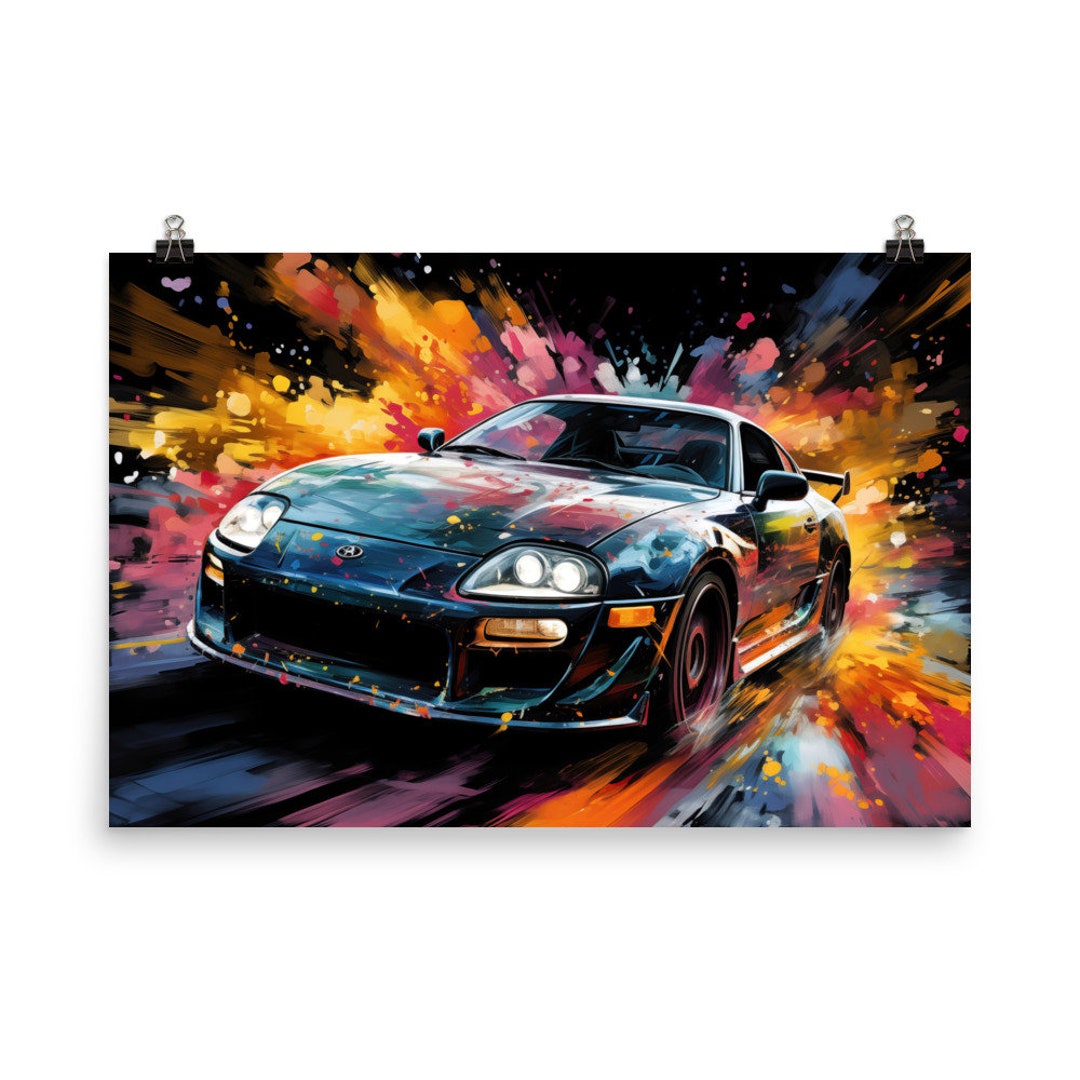 Toyota Supra MK4 Retro Action Movie Style Wall Art Vibrant Unframed ...