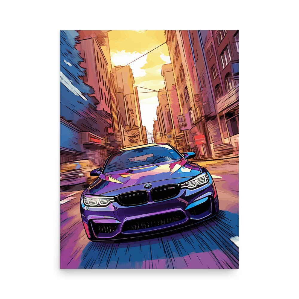 Stunning BMW M4 F82 Poster Comic Book Style Artwork, Unframed 18x24 Car ...