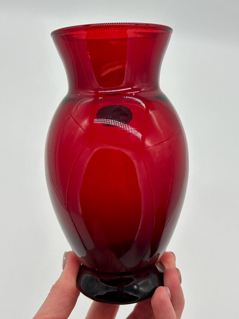 Vintage Anchor Hocking Royal Ruby Glass Vase Pair Foil Stickers USA - Etsy