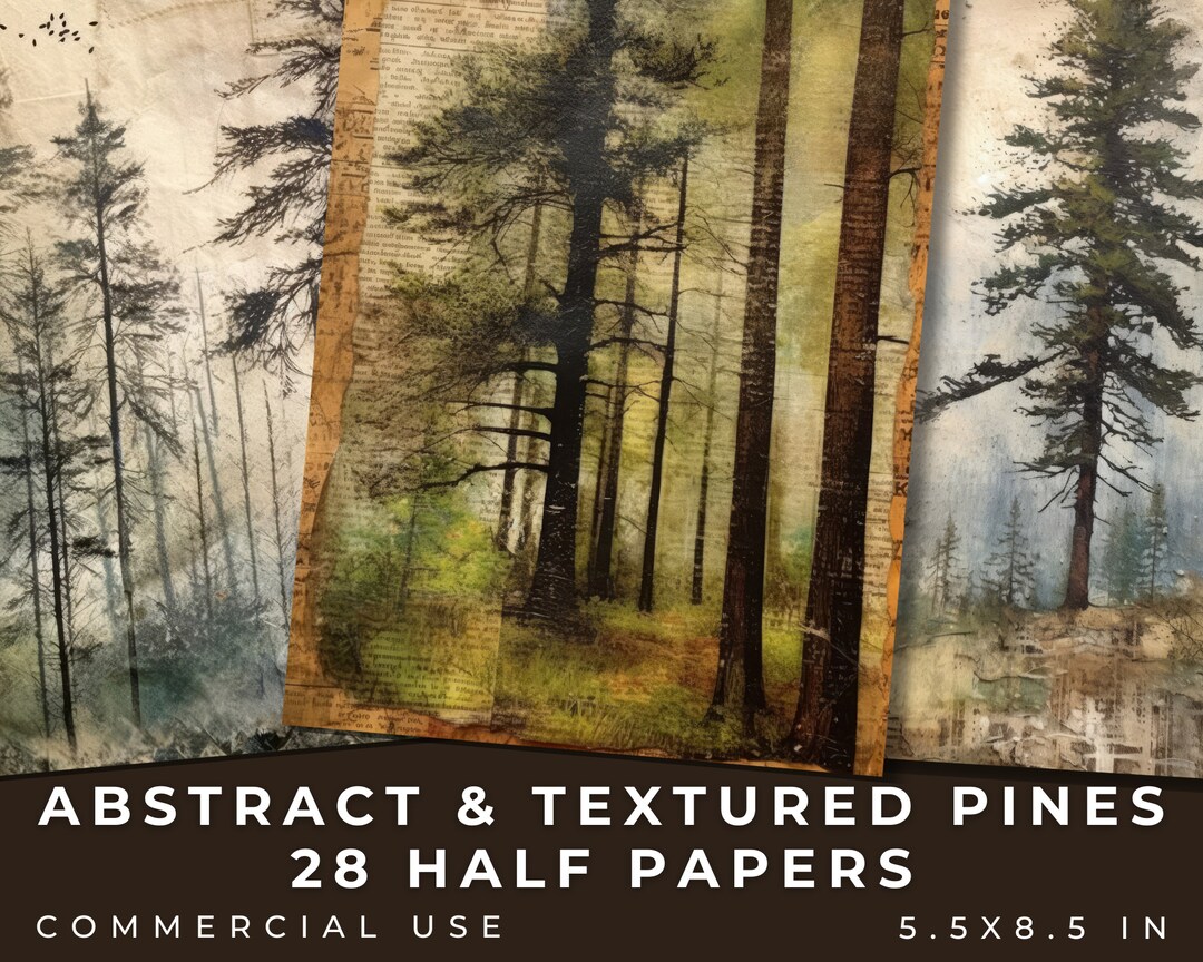 Abstract & Textured Pines / Half Papers Print / Woodland Canopy / Junk ...