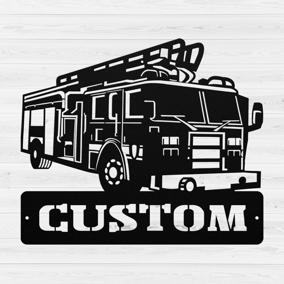 Custom Fire Truck Monogram Metal Sign Personalized Firefighter Metal ...