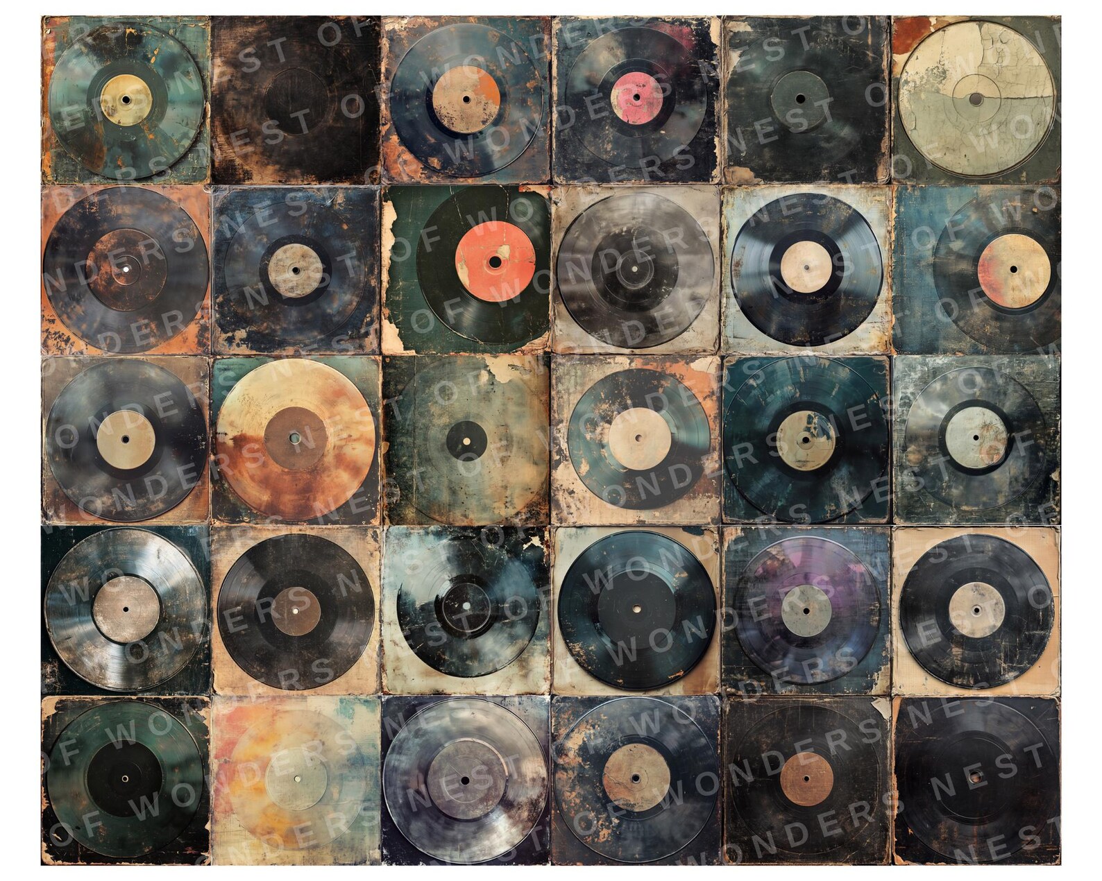 Rustic Vinyl Disc Backgrounds: Junk Journal & Scrapbook (digital ...