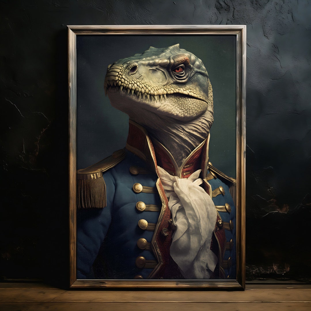 Renaissance Military Raptor Painting / Dinosaur Admiral Portrait ...