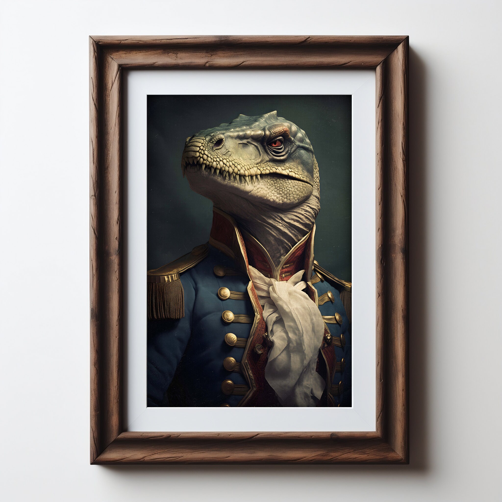 Renaissance Military Raptor Painting / Dinosaur Admiral Portrait ...