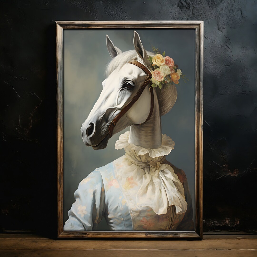 Rokoko Pferd Dame / Vintage Tier Portrait / Vintage Poster / Kunst ...