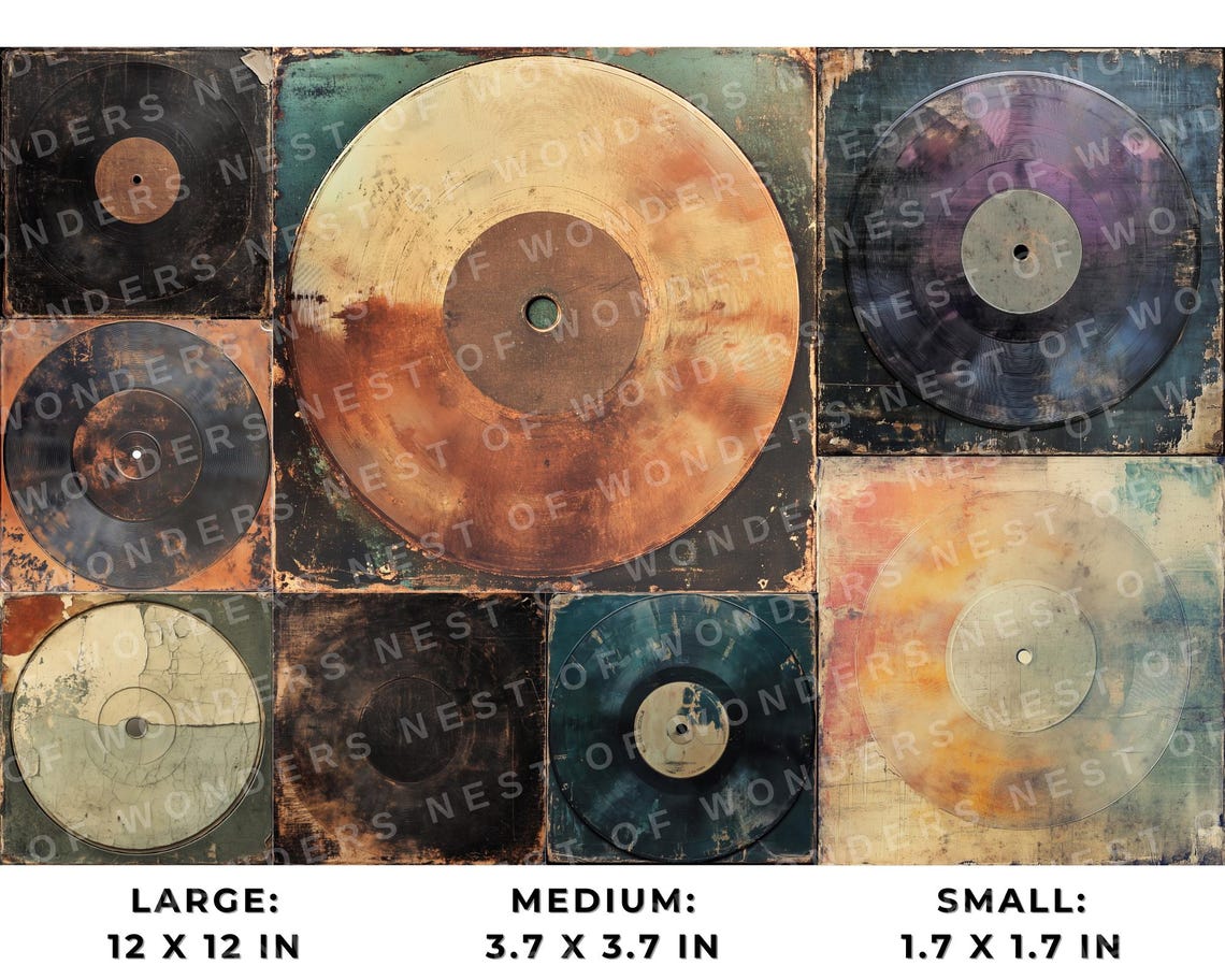 Rustic Vinyl Disc Backgrounds: Junk Journal & Scrapbook (digital ...