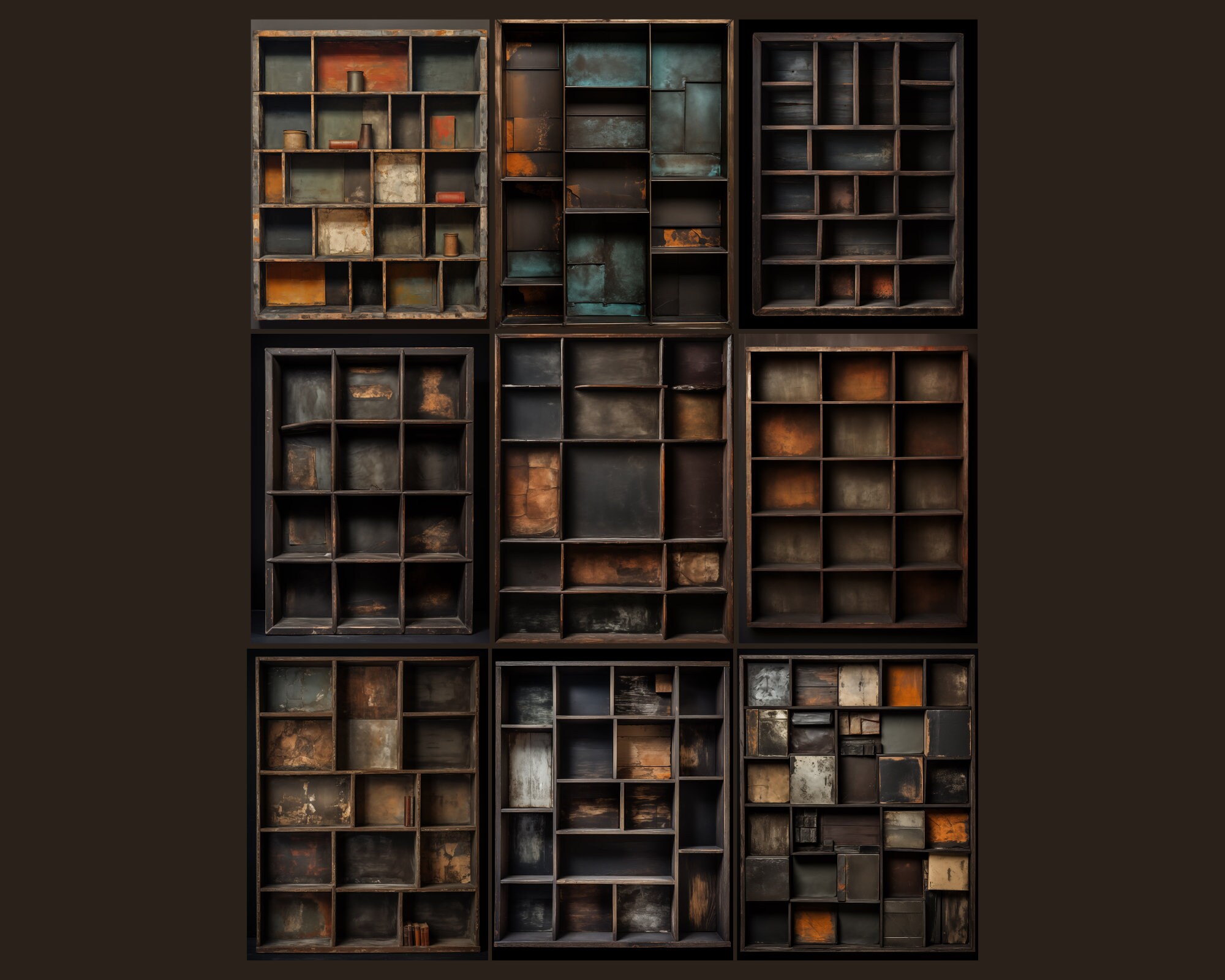 Retro Grunge Shadow Box Set / 50 Digital Backgrounds / Junk Journal Kit ...