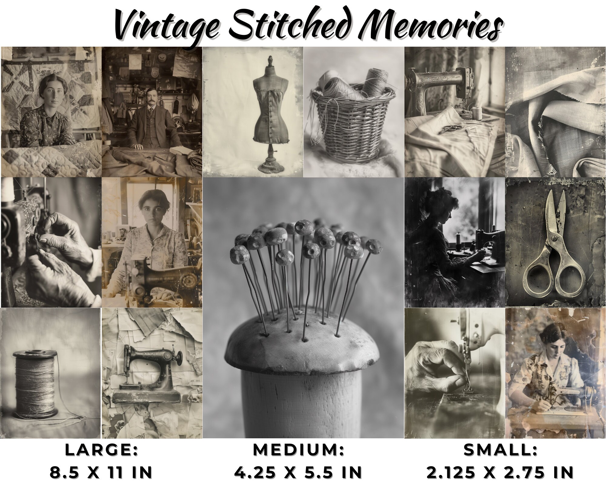 Vintage Stitched Memories / Sewing Photo Collection / Junk Journal ...