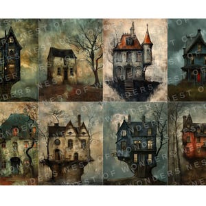 Spooky Haunted Houses / Whimsical Halloween Houses / Whimsy Creepy ...