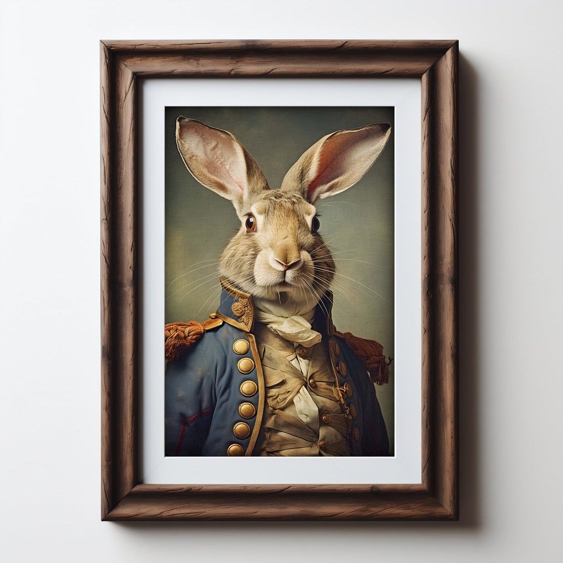 Renaissance Rabbit Admiral Portrait: Vintage Military Animal Art ...