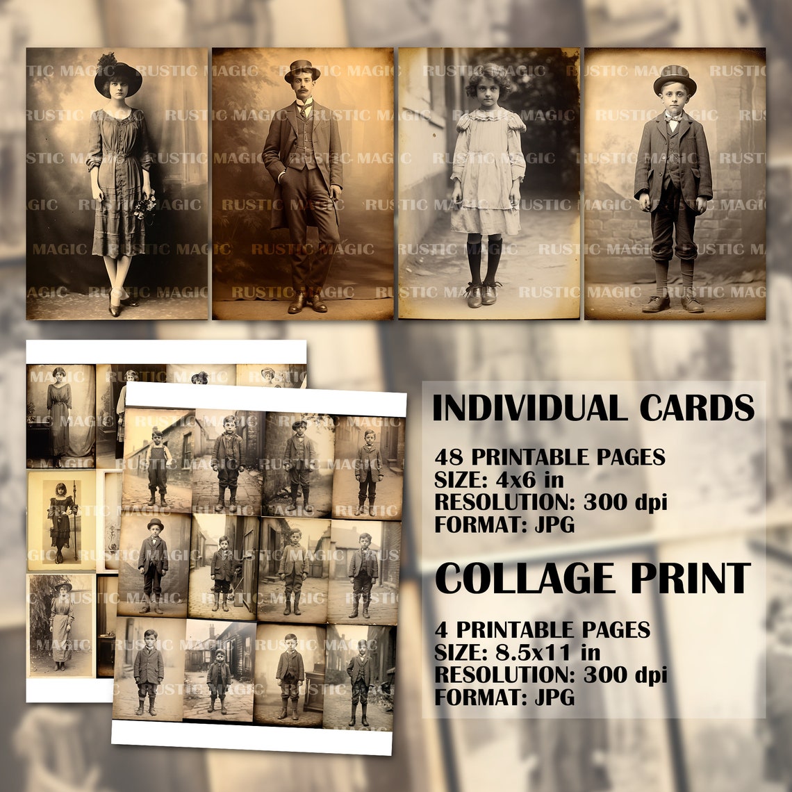 AI Edwardian Era Photo Collection / Vintage Collage / Junk Journal ...