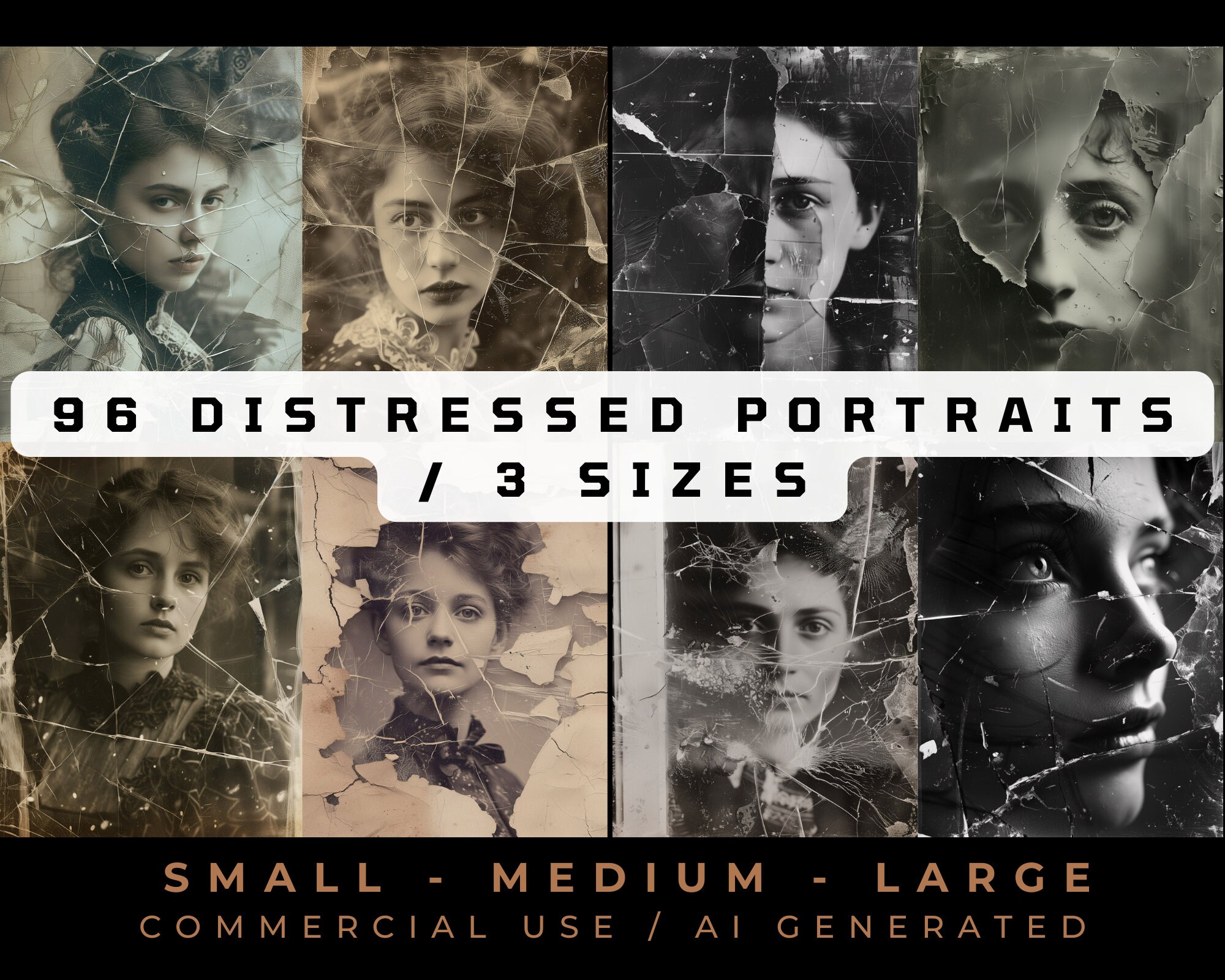 Worn Distressed Portrait Collection / Junk Journal / Scrapbook ...