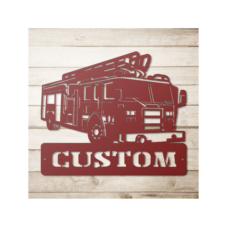 Custom Fire Truck Monogram Metal Sign Personalized Firefighter Metal ...
