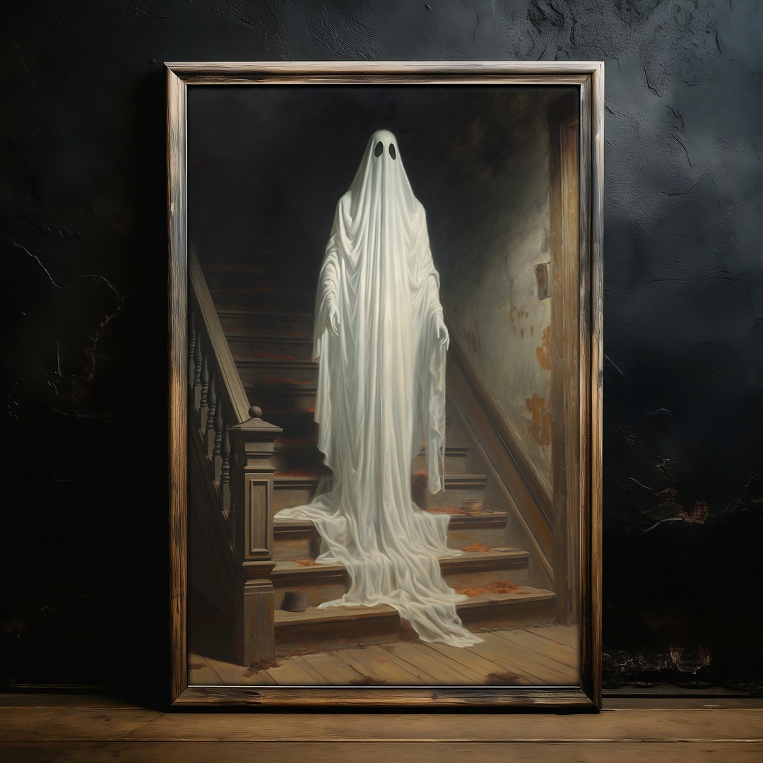 Ghost on Stairs / Haunting Abandoned House / Vintage Poster / Art ...