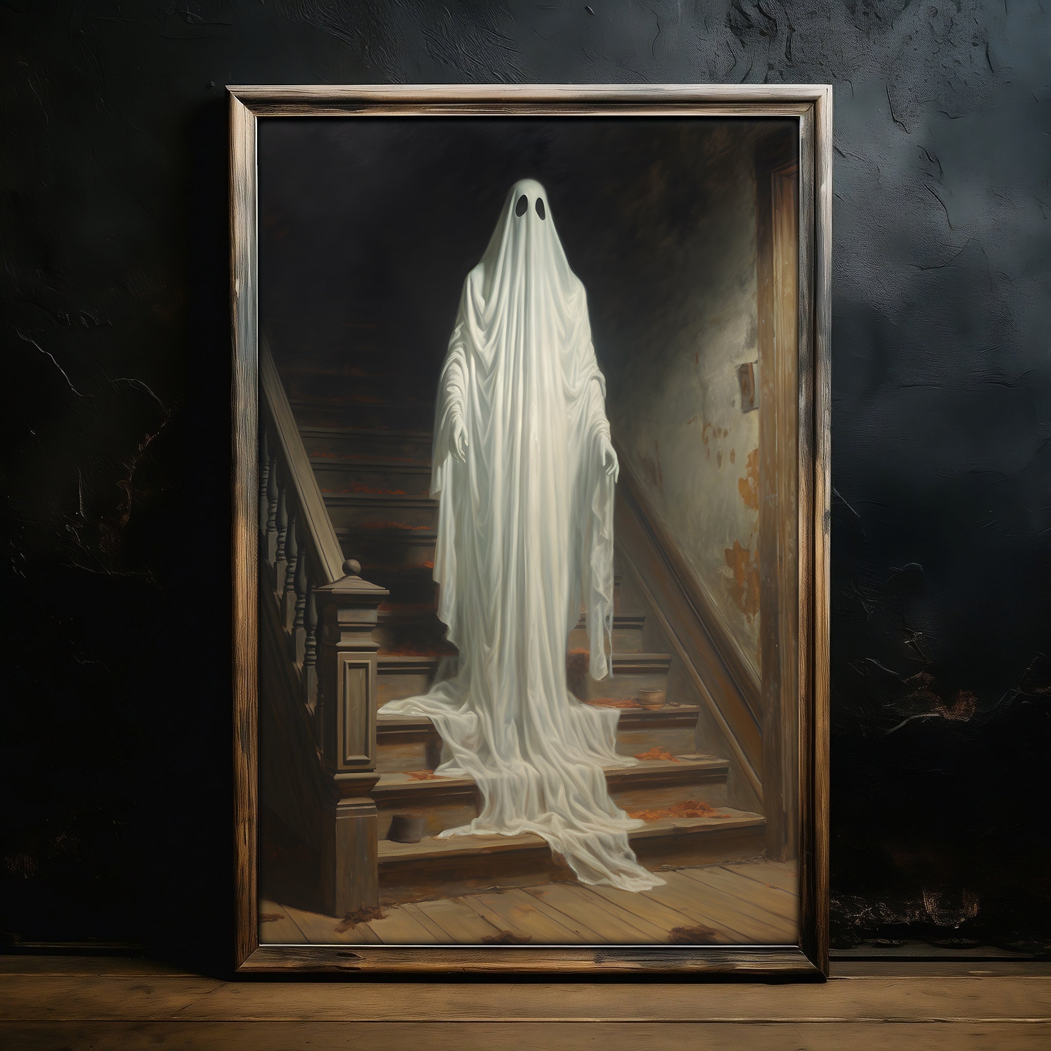Ghost on Stairs / Haunting Abandoned House / Vintage Poster / Art ...