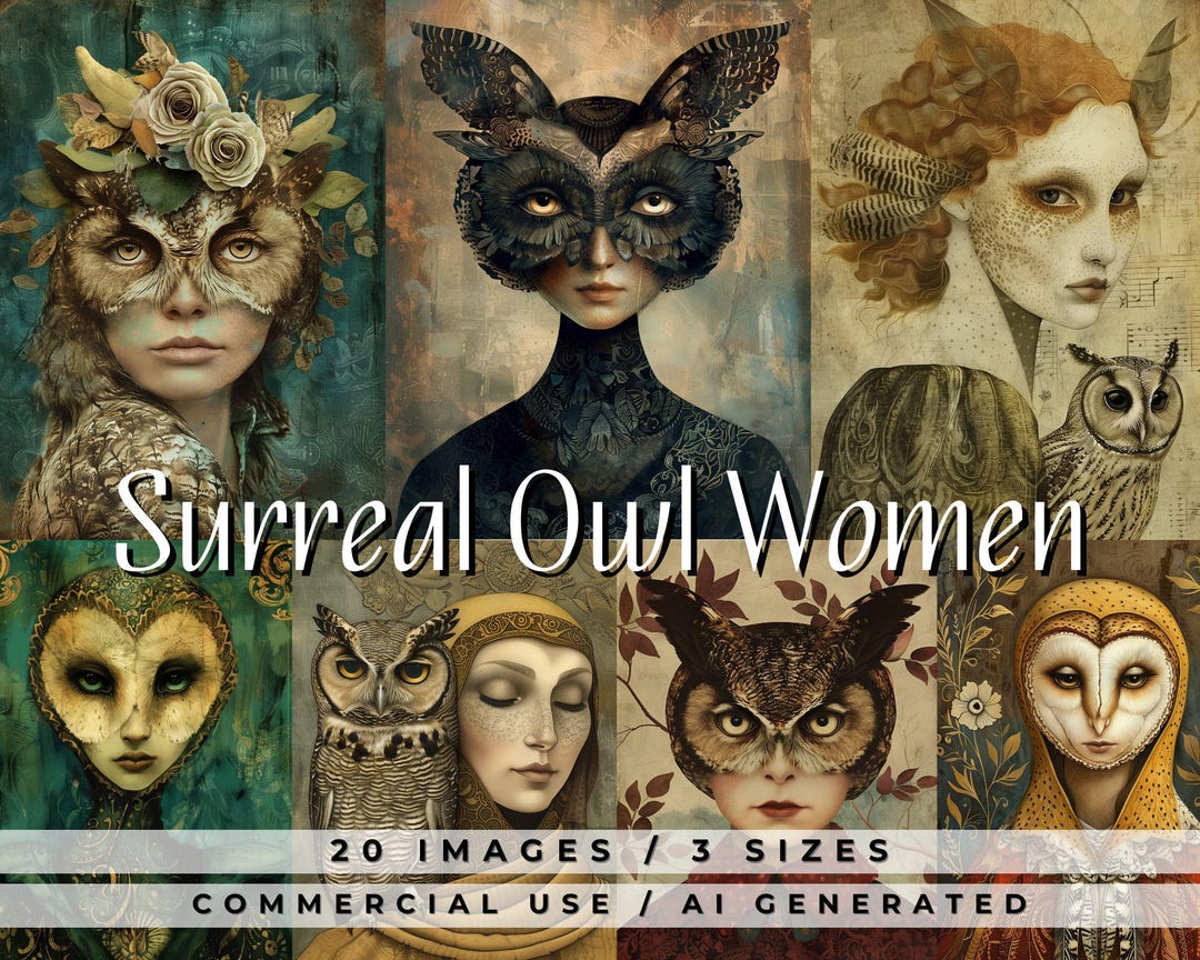 Surreal Owl Women / Whimsical Owl Creatures Portraits / Weird Portrait ...