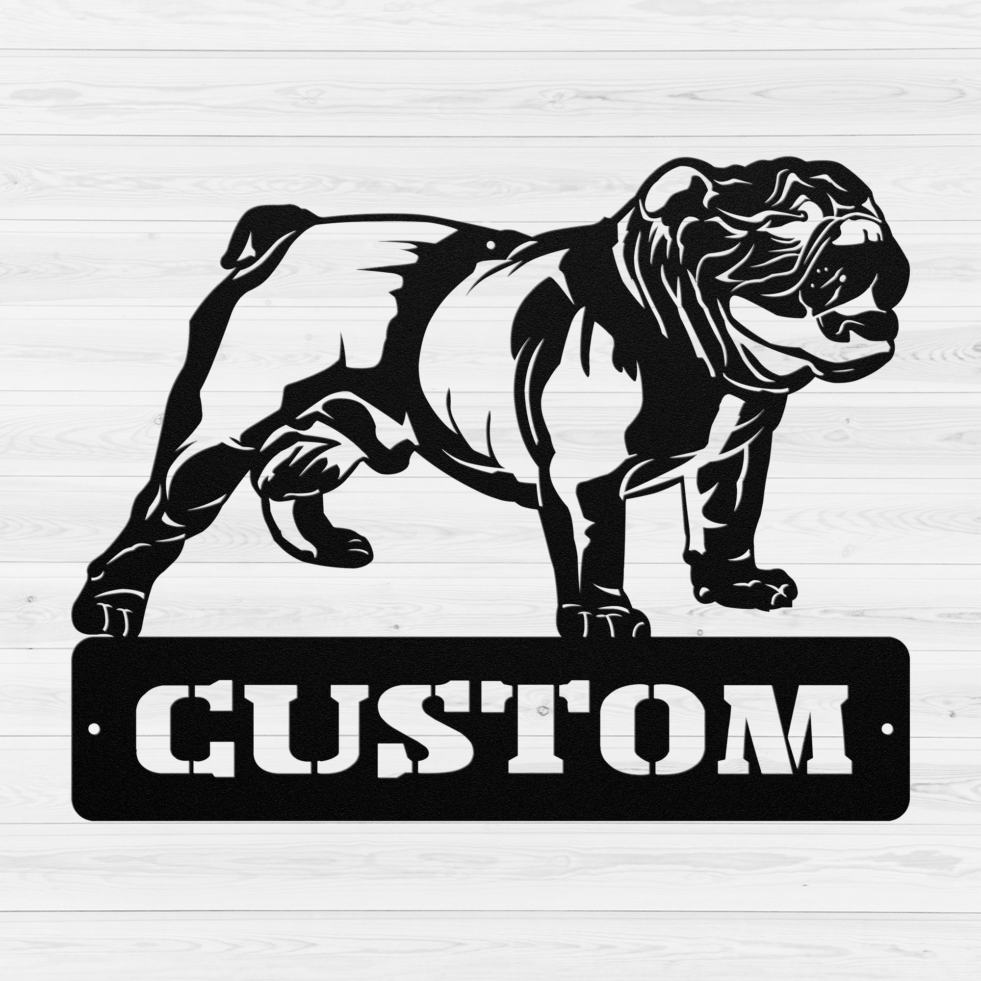 Custom English Bulldog Metal Address Sign Personalized Bulldog Metal ...
