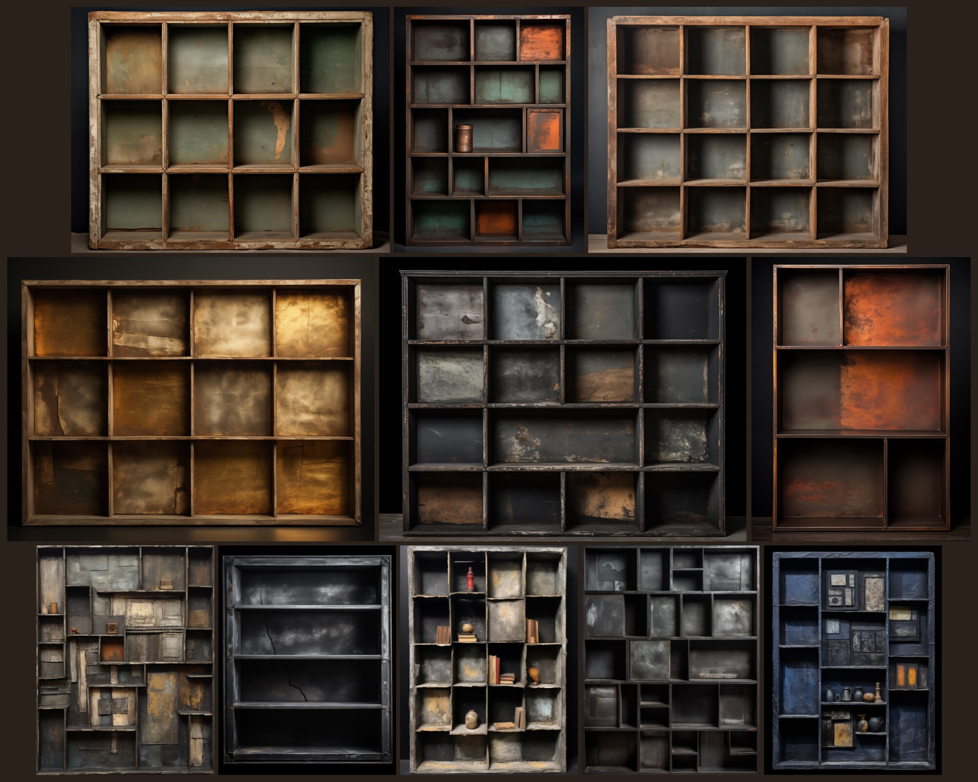 Retro Grunge Shadow Box Set / 50 Digital Backgrounds / Junk Journal Kit ...