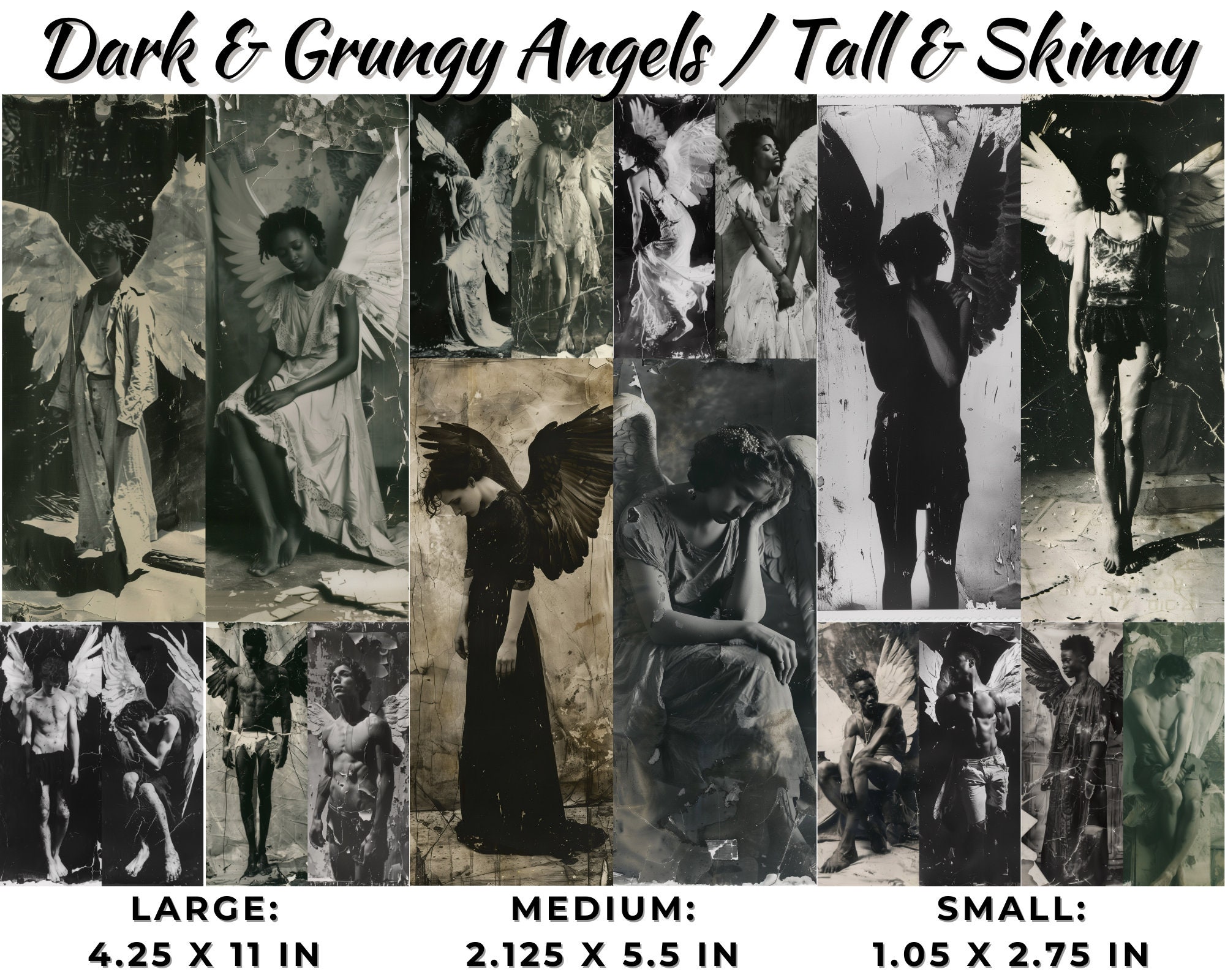 Dark Grungy Angels Tall Skinny / B&W Angel Junk Journal / Distressed ...