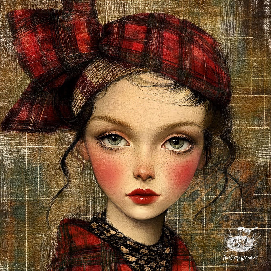 Red Tartan Plaid Creatures / Frosty Forest / Winter Whimsy / Weird ...