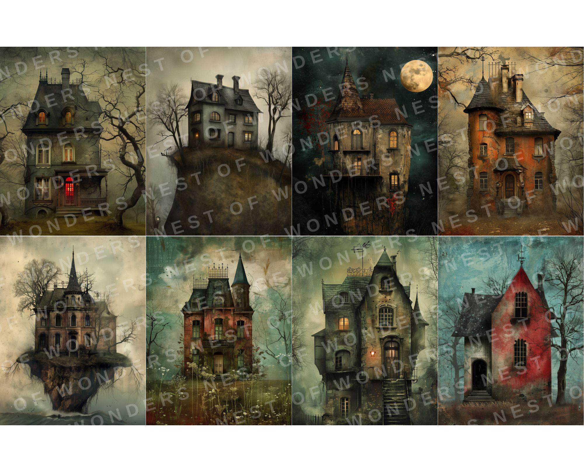 Spooky Haunted Houses / Whimsical Halloween Houses / Whimsy Creepy ...