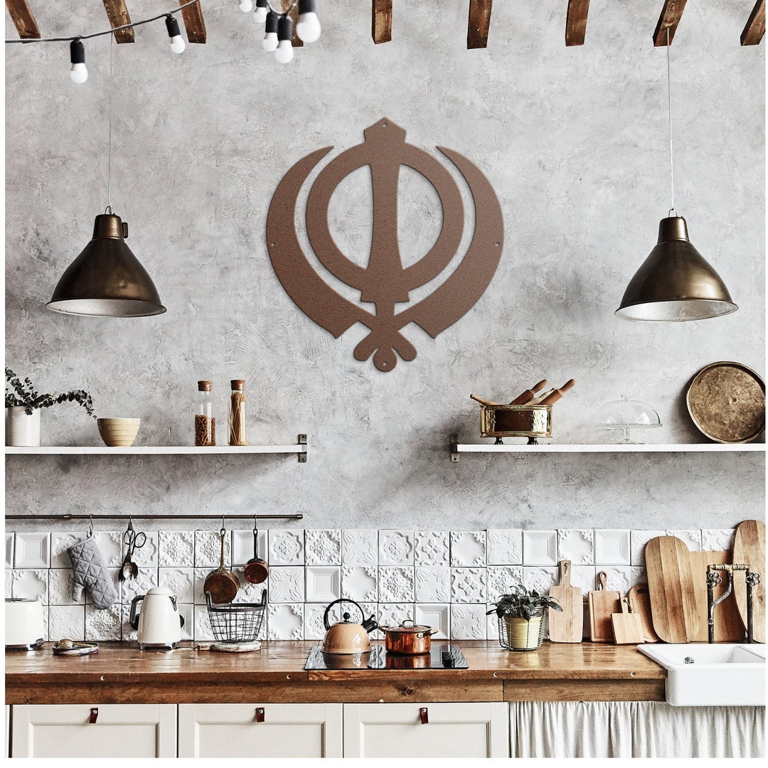 Sikh Khanda Symbol Metal Sign Khanda Sikhism Home Decor Punjabi Metal ...