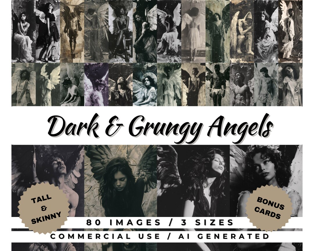 Dark Grungy Angels Tall Skinny / B&W Angel Junk Journal / Distressed ...