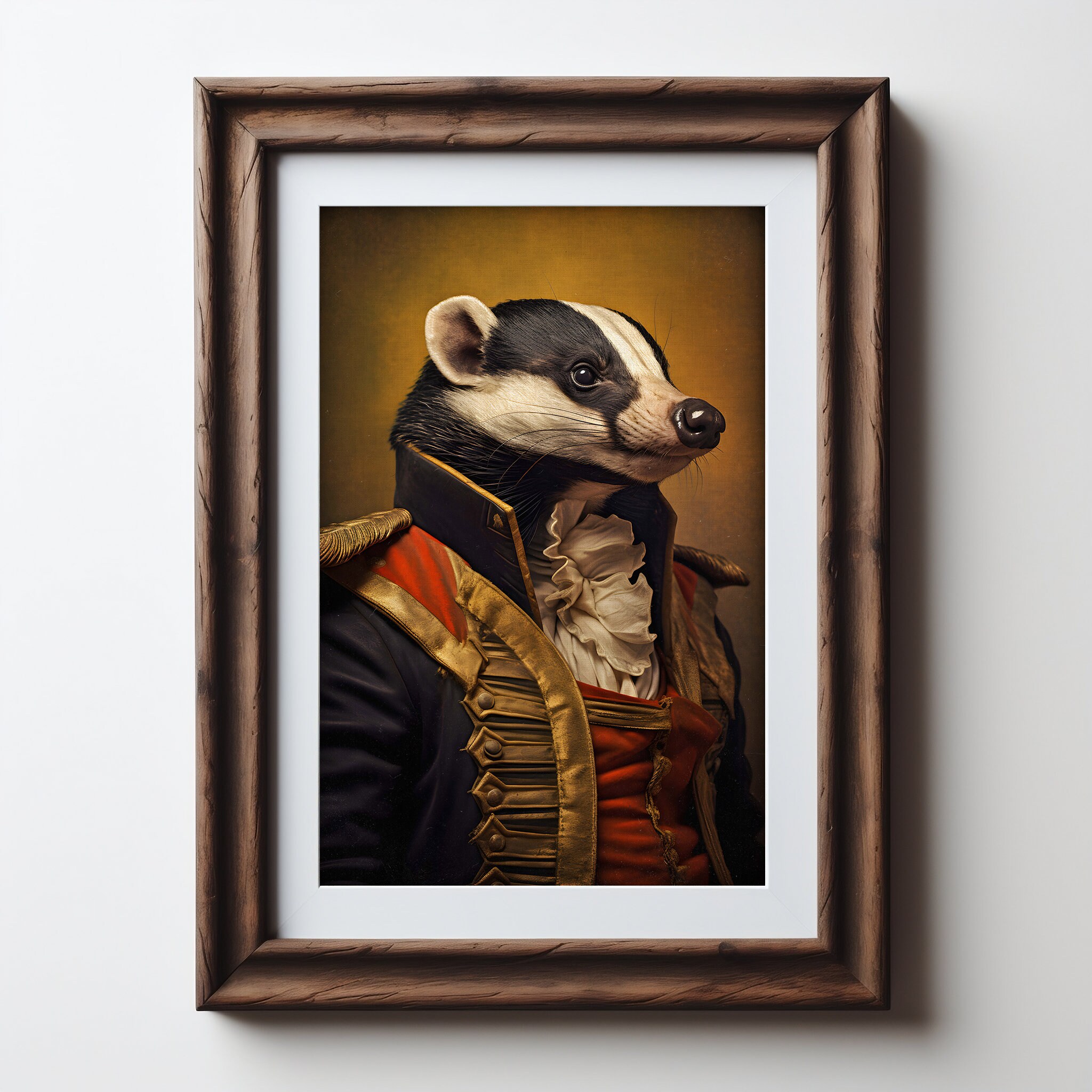 Renaissance Military Badger Painting / Fox Admiral Portrait / Vintage ...