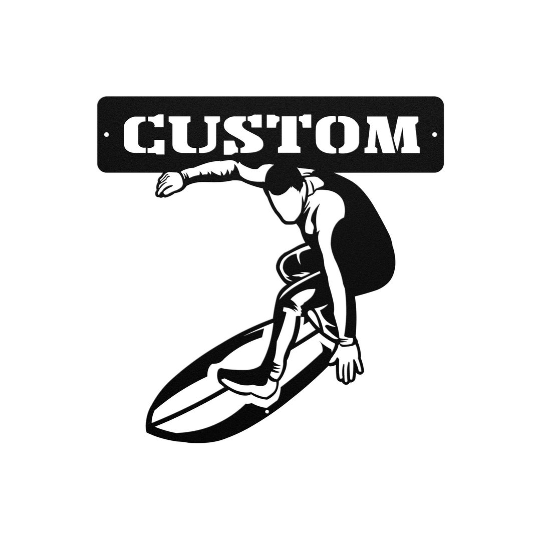 Custom Surfer Monogram Metal Sign Decor Personalized Surfing Surfboard ...