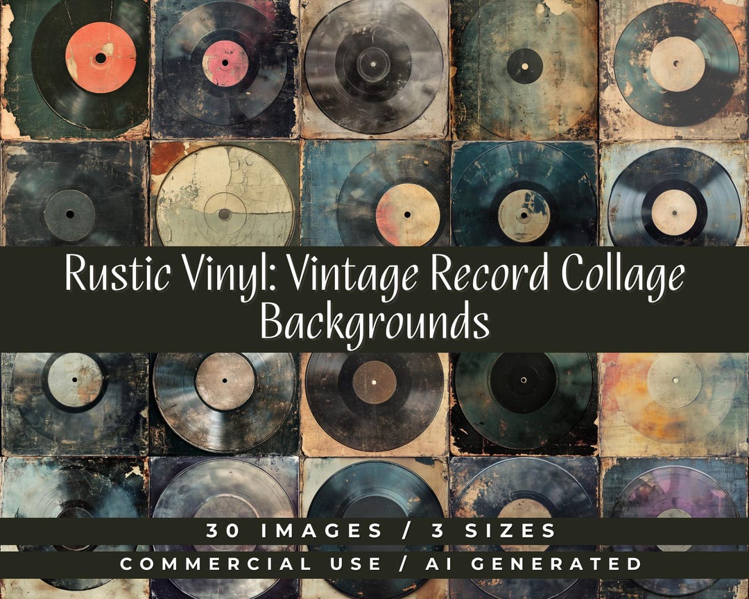 Antique Rustic Vinyl Disc Backgrounds / Junk Journal / Digital ...