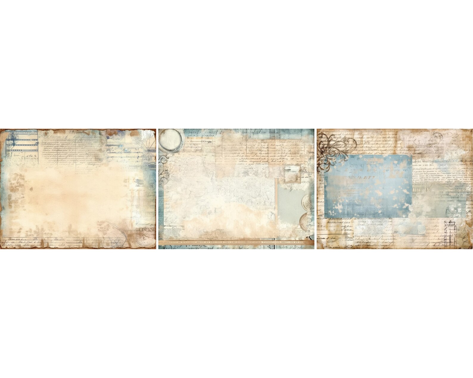 Shabby Light Blue Patterns / Crafting Cards / Junk Journal Kit ...