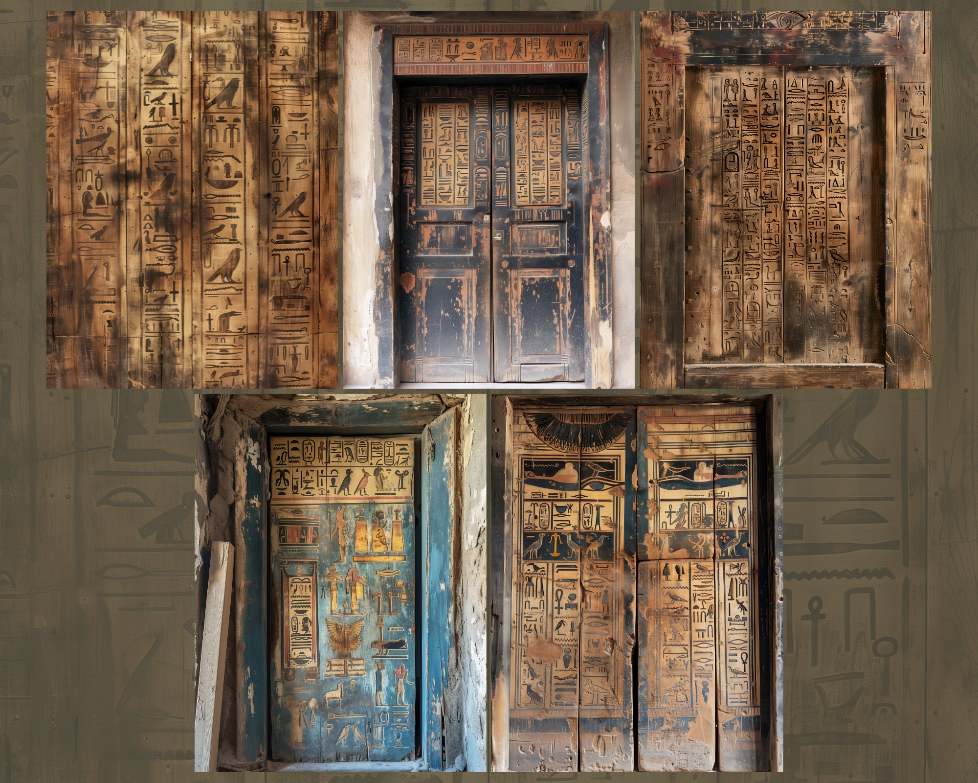 Ancient Egyptian Door Set / 25 Egypt Doors Digital Backgrounds / Junk ...