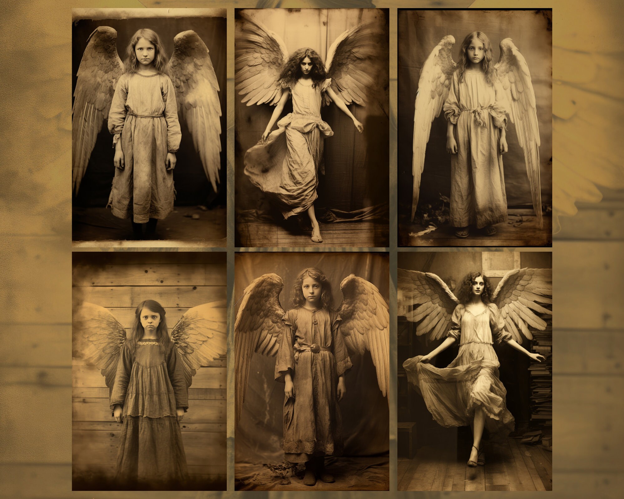 Victorian Angels on Earth / Half Paper Print / Junk Journal / Sepia ...